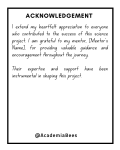 Acknowledgement for Science Project (6 Samples)