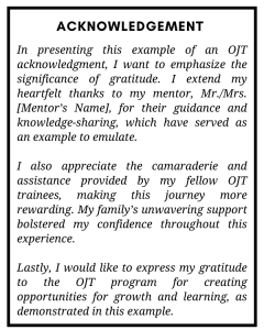Acknowledgement for OJT Narrative Report (7 Samples)